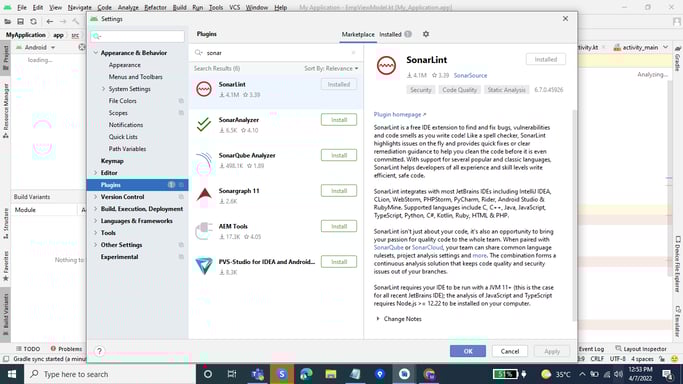 SonarQube Integration with Android Studio